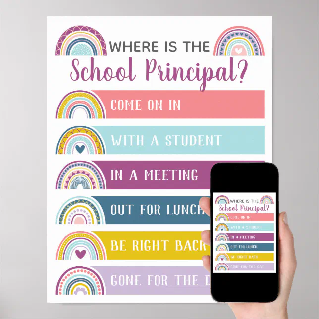 Where is School Principal Office Door Sign Rainbow | Zazzle