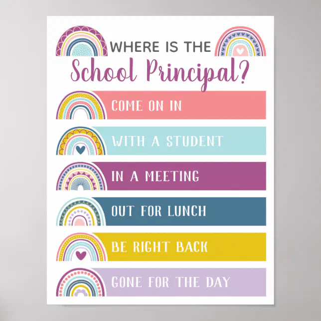 Where is School Principal Office Door Sign Rainbow | Zazzle