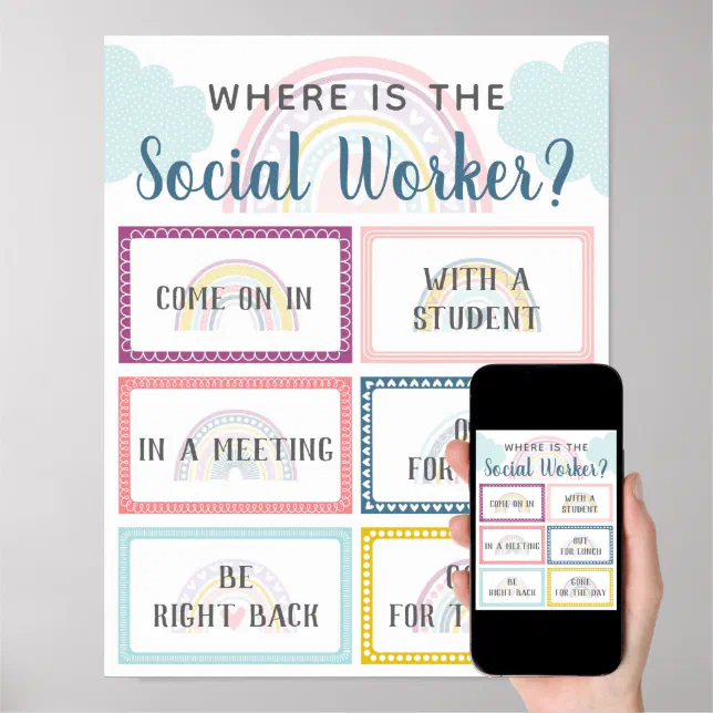 Where is Social Worker Office Door Sign Rainbow | Zazzle