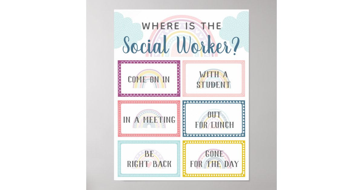 Where is Social Worker Office Door Sign Rainbow | Zazzle