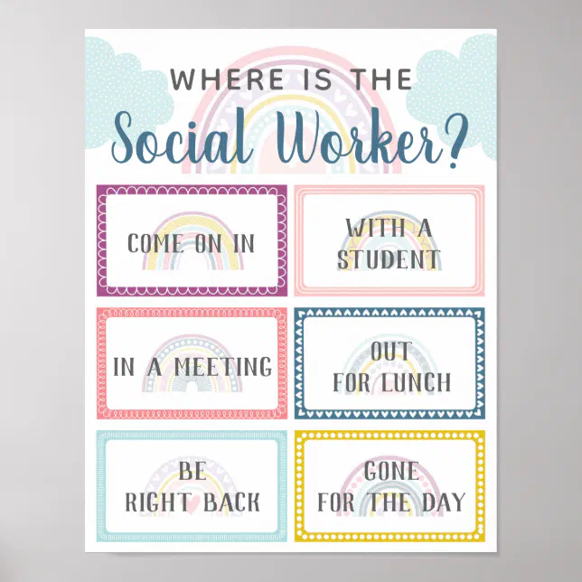 Where is Social Worker Office Door Sign Rainbow | Zazzle