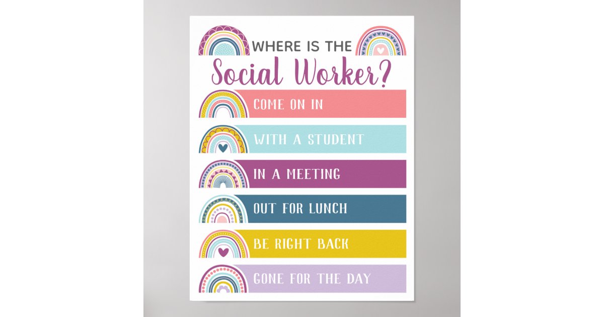 Where is Social Worker Office Door Sign Rainbow | Zazzle