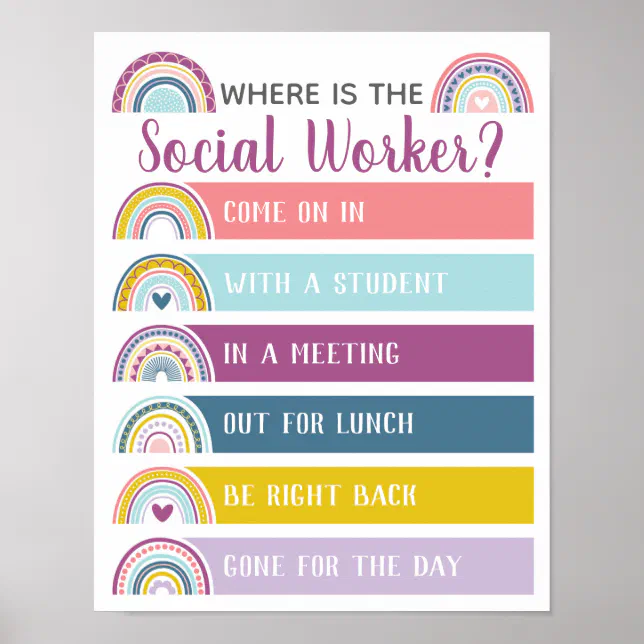 Where is Social Worker Office Door Sign Rainbow | Zazzle