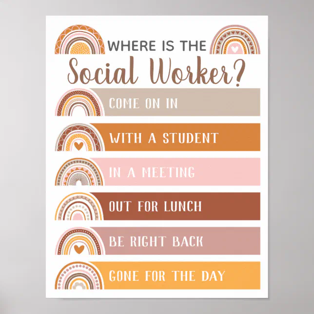 Where is Social Worker Office Door Sign Rainbow | Zazzle
