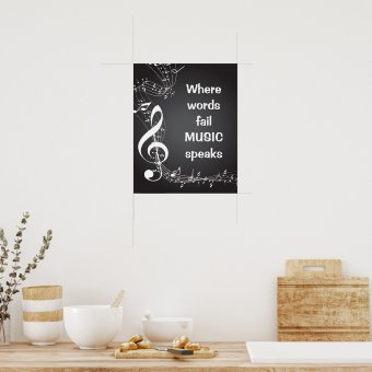 Where Words Fail MUSIC speaks Inspirational Quote Poster | Zazzle