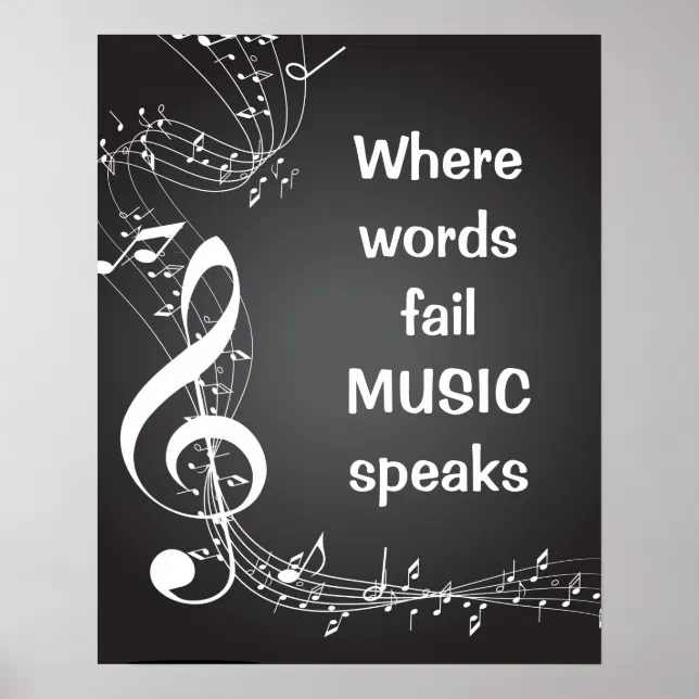 Where Words Fail MUSIC speaks Inspirational Quote Poster | Zazzle