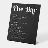 Whimsical 70s Retro Script Wedding Bar Drink Menu Pedestal Sign | Zazzle