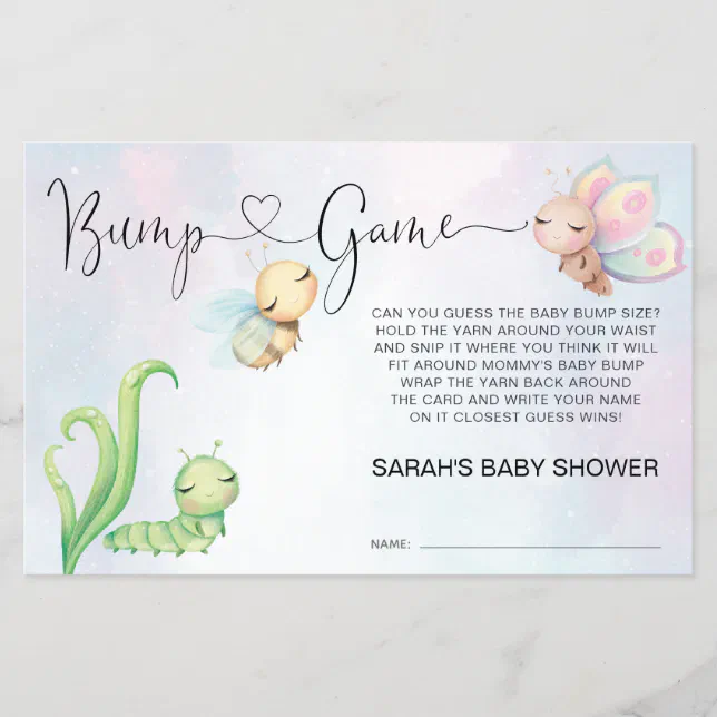 Whimsical A Little Love Bug Rainbow Baby Bump Game Flyer | Zazzle