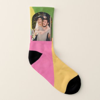 Whimsical Abstract Art Custom Photo Colorful Socks | Zazzle
