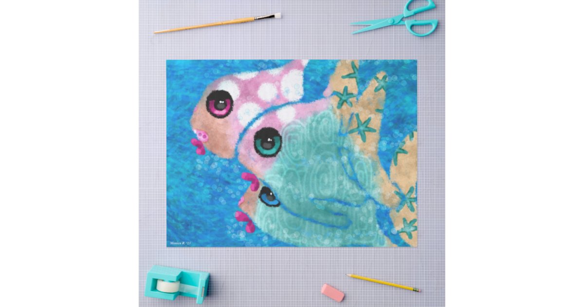 Whimsical Abstract Fish Nautical Coastal Decoupage Tissue Paper | Zazzle