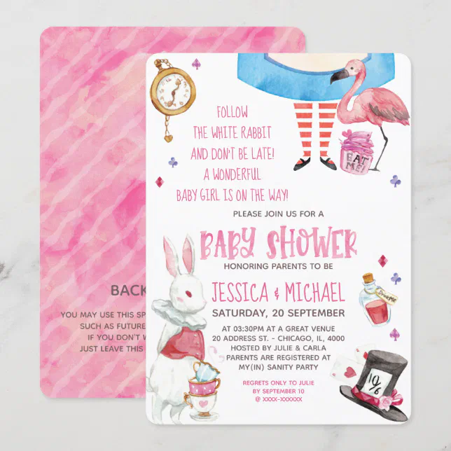 Whimsical Alice in Wonderland Baby Shower Invitation | Zazzle