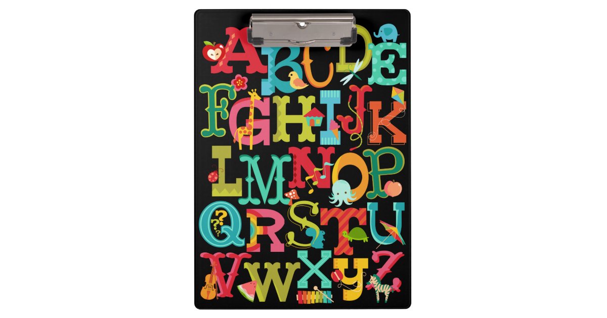 Whimsical Alphabet Clipboard | Zazzle