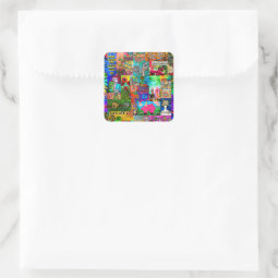 Whimsical and Colorful Mixed Media Stickers | Zazzle