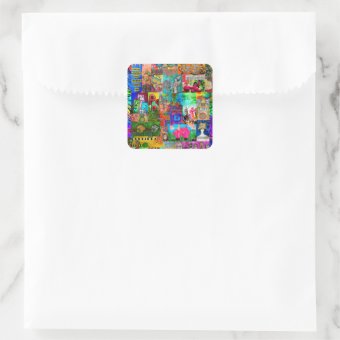 Whimsical and Colorful Mixed Media Stickers | Zazzle