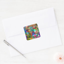 Whimsical and Colorful Mixed Media Stickers | Zazzle