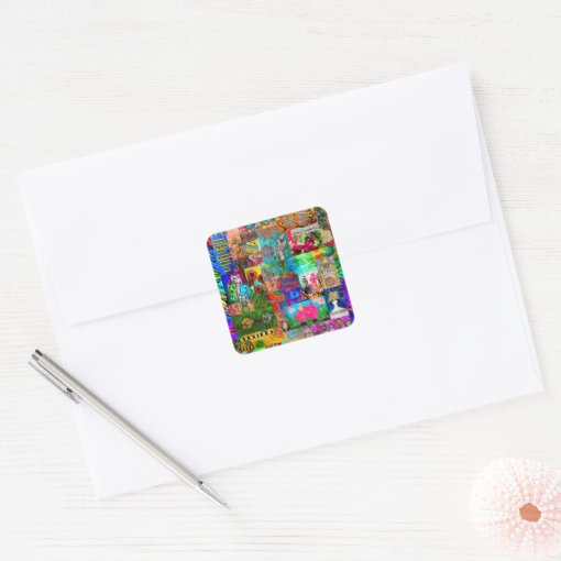 Whimsical and Colorful Mixed Media Stickers | Zazzle