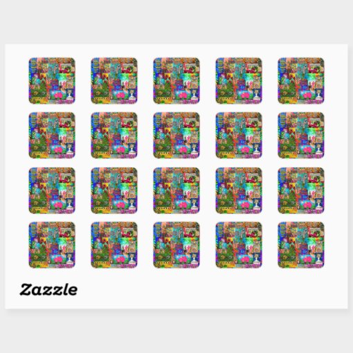 Whimsical and Colorful Mixed Media Stickers | Zazzle