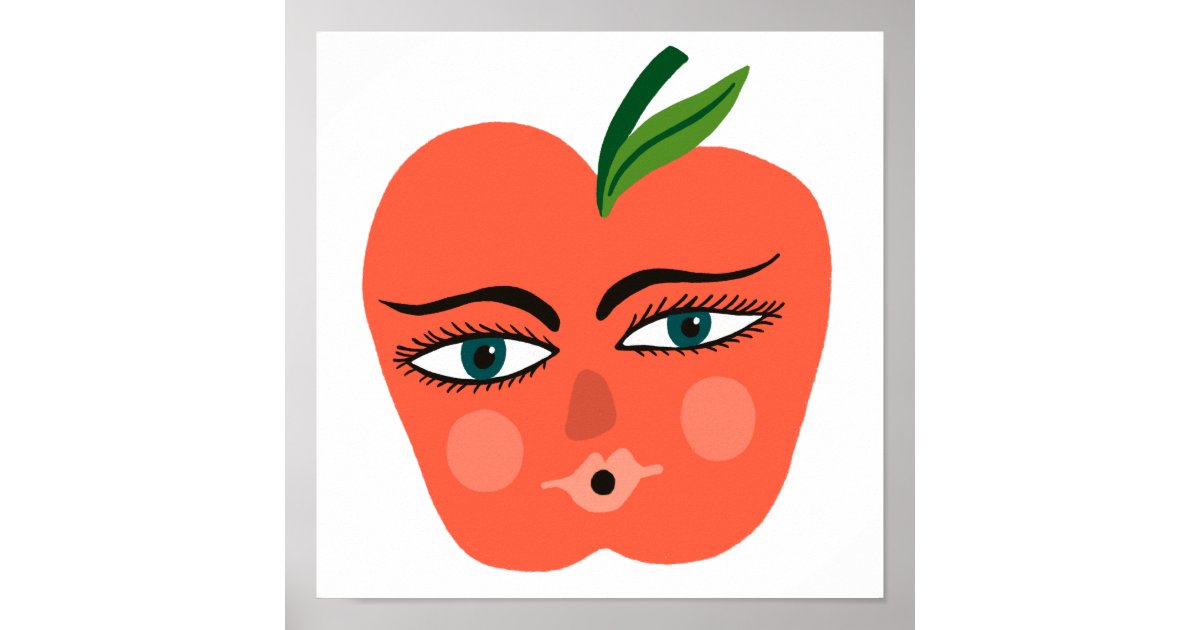 Whimsical Apple Art Poster | Zazzle