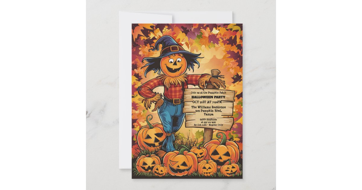Whimsical Autumn Harvest Halloween Party Invitation | Zazzle