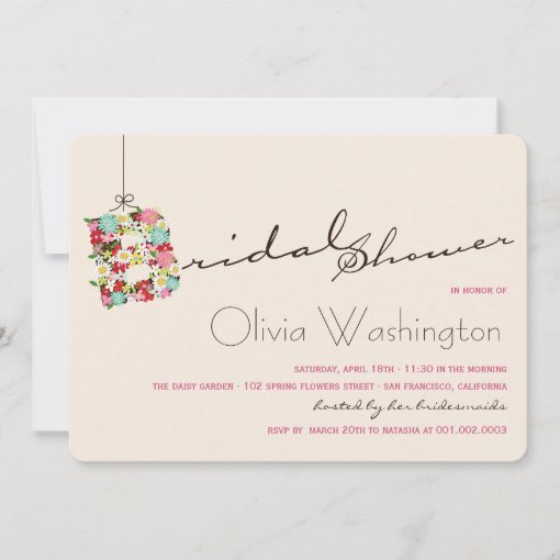 Whimsical B Spring Flowers Bridal Shower Invite | Zazzle