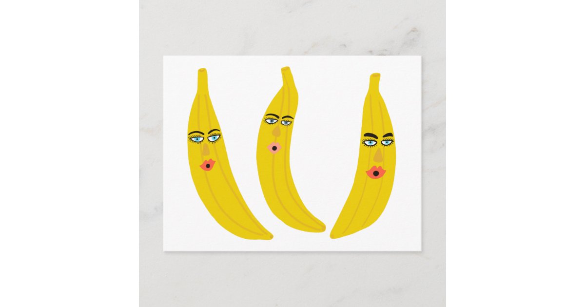 Whimsical Banana Trio Postcard | Zazzle