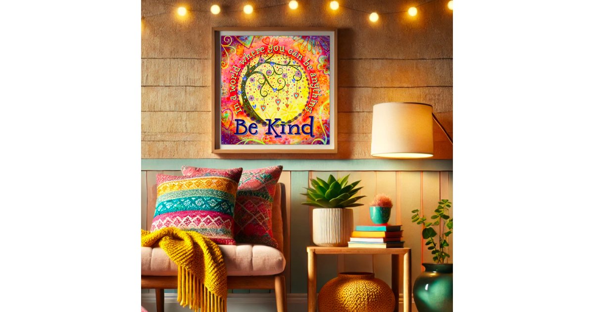 Whimsical “Be Kind” Inspirational Kindness School Poster | Zazzle