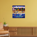 Whimsical Beach Cape Cod Whale Folk Art Poster | Zazzle
