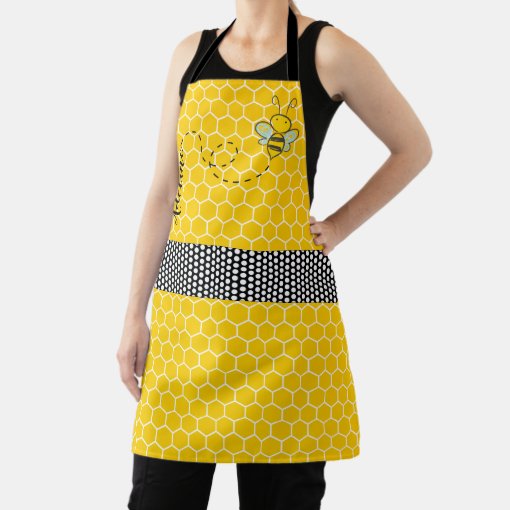 Whimsical Bee and Honeycomb Personalized Apron | Zazzle