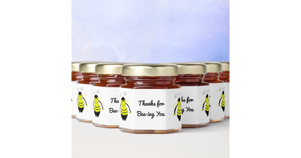 Whimsical Bee Thanks for Bee-ing You Honey Jar Favors | Zazzle