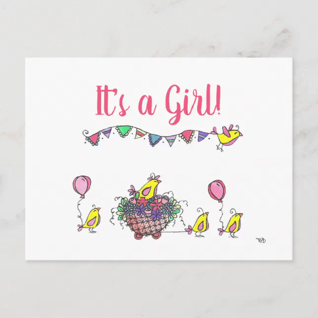 Whimsical Birds on Parade Virtual Baby Card Shower | Zazzle