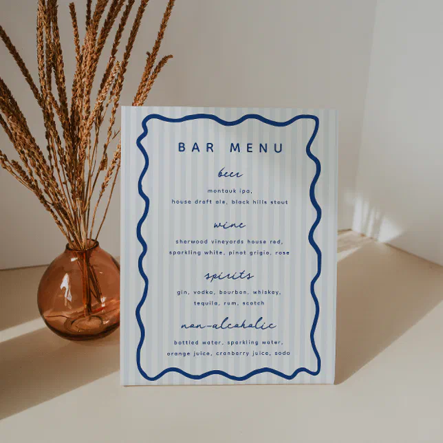 Whimsical Blue Bar Menu List Pedestal Sign | Zazzle