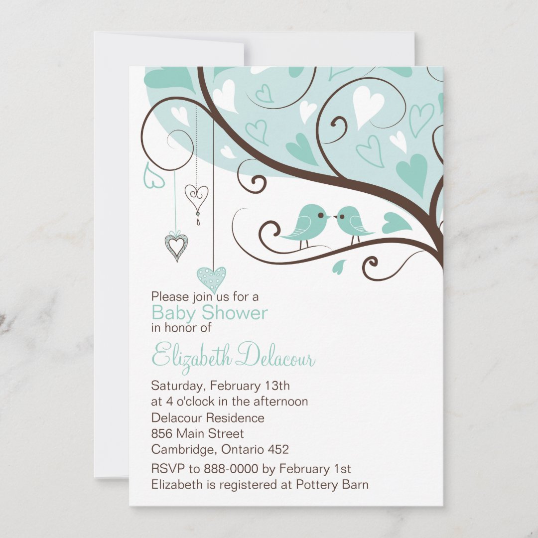 Whimsical Blue Birds Baby Shower Invitation | Zazzle