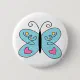 Whimsical Blue Butterfly with heart Wings Button | Zazzle