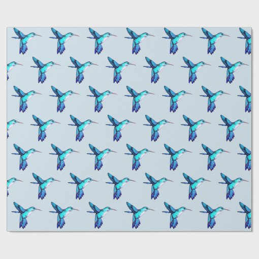 Whimsical Blue Hummingbirds Wrapping Paper | Zazzle