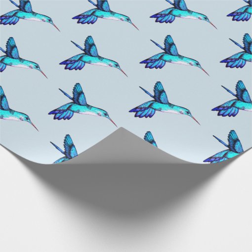 Whimsical Blue Hummingbirds Wrapping Paper | Zazzle