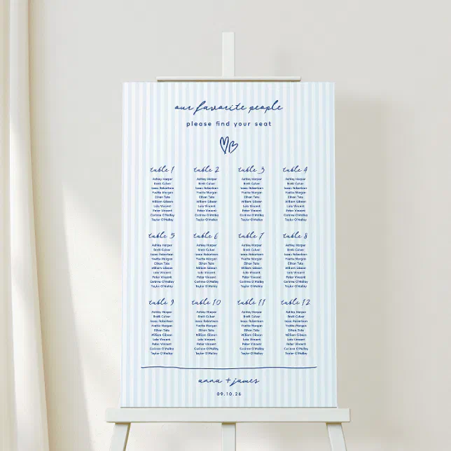 Whimsical Blue Wedding Seating Plan Foam Board | Zazzle