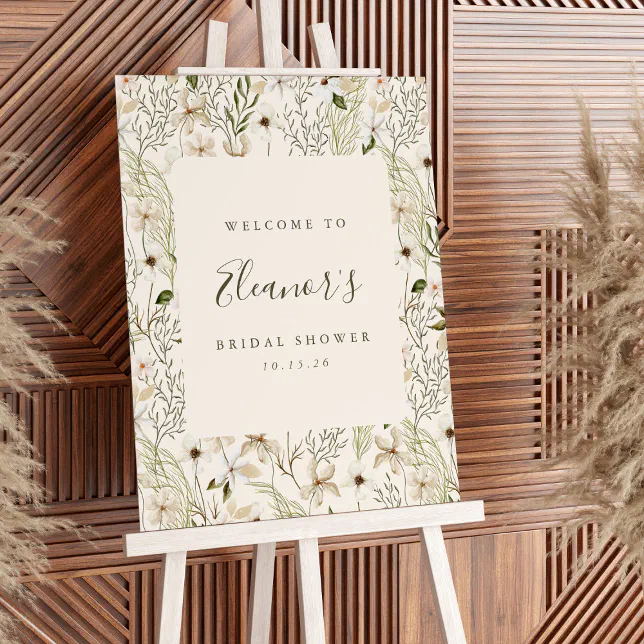 Whimsical Boho Greenery Bridal Shower Welcome Sign | Zazzle