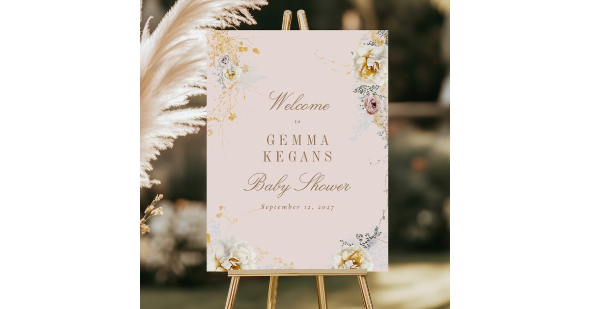 whimsical botanical baby shower welcome sign | Zazzle