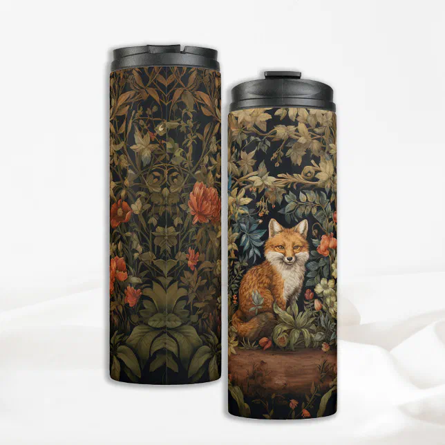 Whimsical Botanical Fox in the Forest Art Nouveau Thermal Tumbler | Zazzle