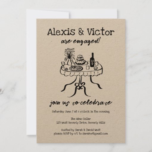 Whimsical Buffet Dinner Custom Engagement Party Invitation | Zazzle