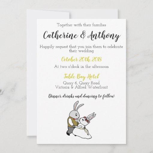 Whimsical Bunny Rabbit Wedding Invitation | Zazzle