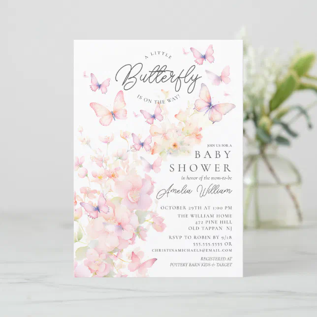 Whimsical Butterflies Baby Shower Invitation | Zazzle
