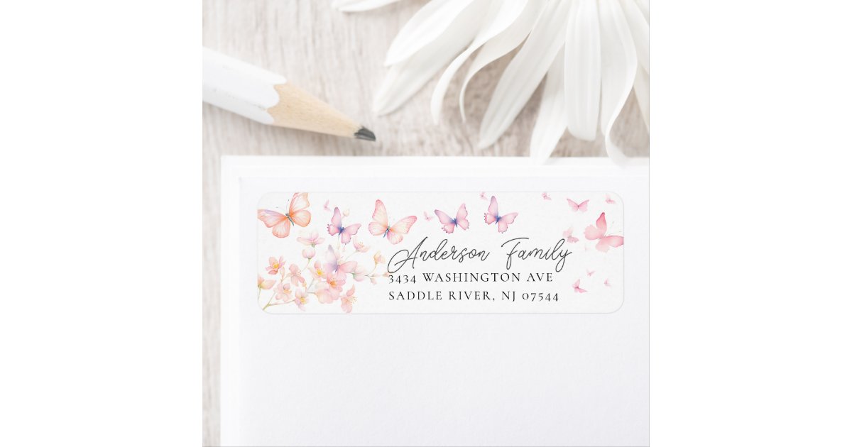 Whimsical Butterflies Return Address Label | Zazzle