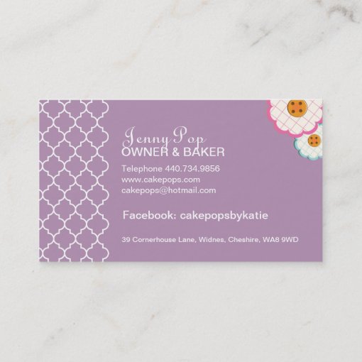 Whimsical Cake Pop Business Card | Zazzle