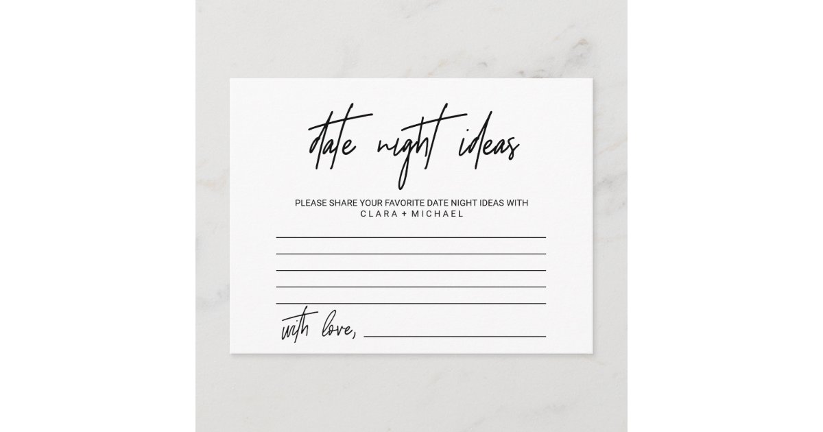 Whimsical Calligraphy Date Night Idea Cards | Zazzle.com