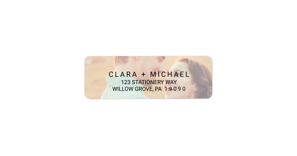 Whimsical Calligraphy | Faded Photo Wedding Label | Zazzle.com