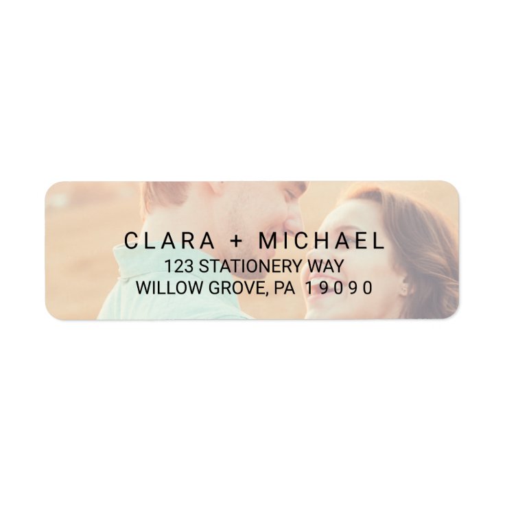 Whimsical Calligraphy | Faded Photo Wedding Label | Zazzle