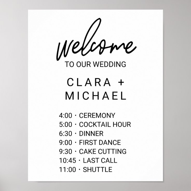 whimsical-calligraphy-order-of-events-poster-zazzle