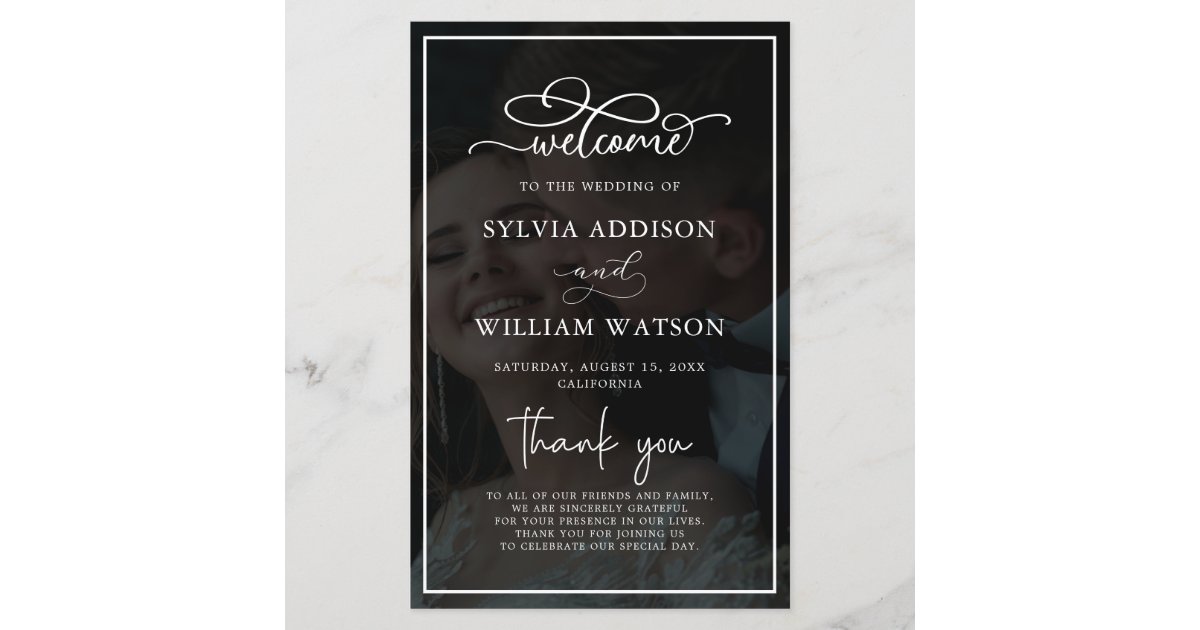 Whimsical Calligraphy Photo Wedding Ceremony | Zazzle