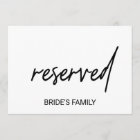 Modern Calligraphy | Reserved Wedding Sign Card | Zazzle.com